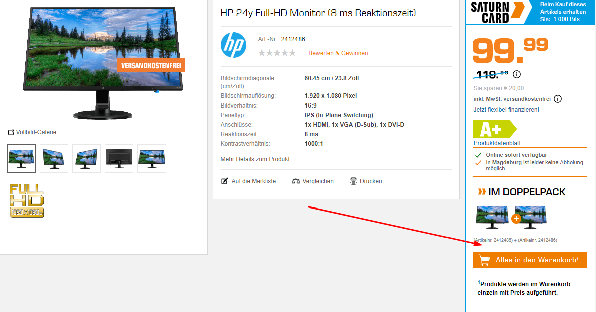 2x Full HD-Monitor HP 24y (23.8", IPS, 1920x1080| MonsterDealz.de