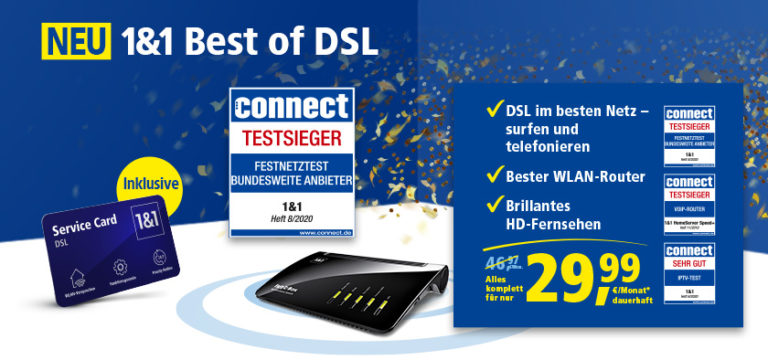 1&1 DSL 50 Best of DSL-Tarif für dauerhaft 29,99€/Monat