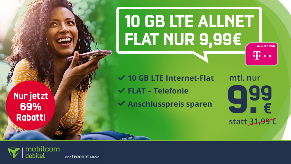 Telekom-Netz 10 GB LTE Allnet-Flat für 9,99€/Monat