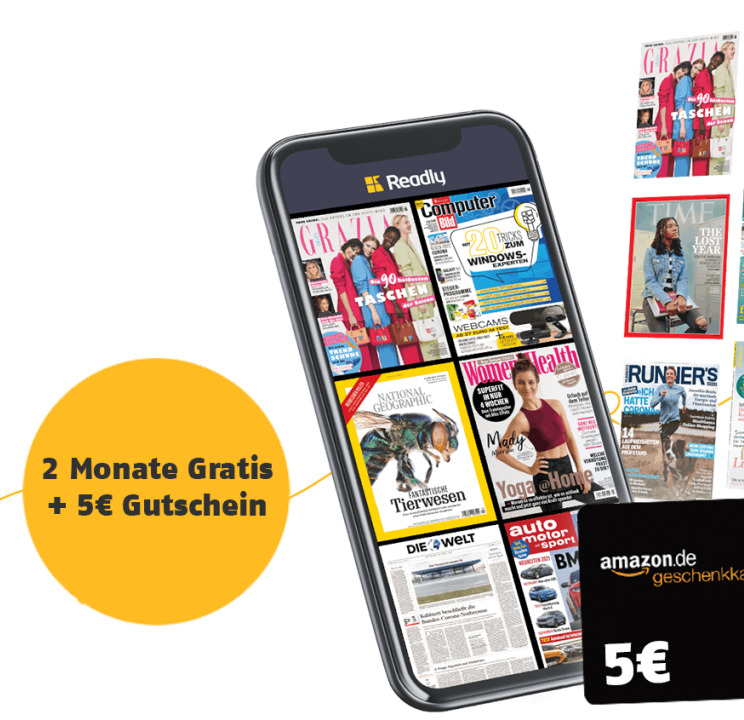 5€ Amazon.de Gutschein* abstauben & 2 Monate Readly kostenlos
