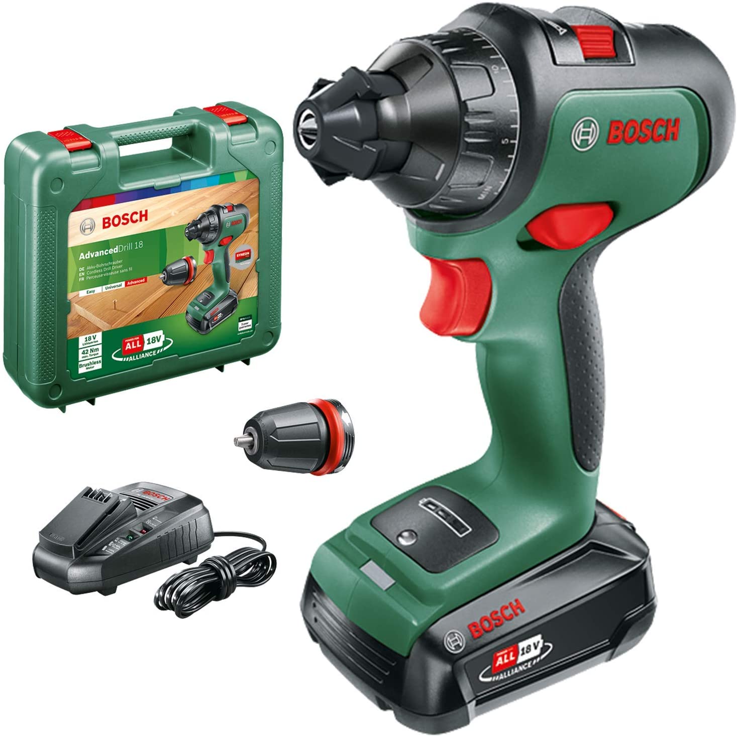 BOSCH Akkubohrschrauber AdvancedDrill 18 (inkl. Akku & Koffer) für 99,99€