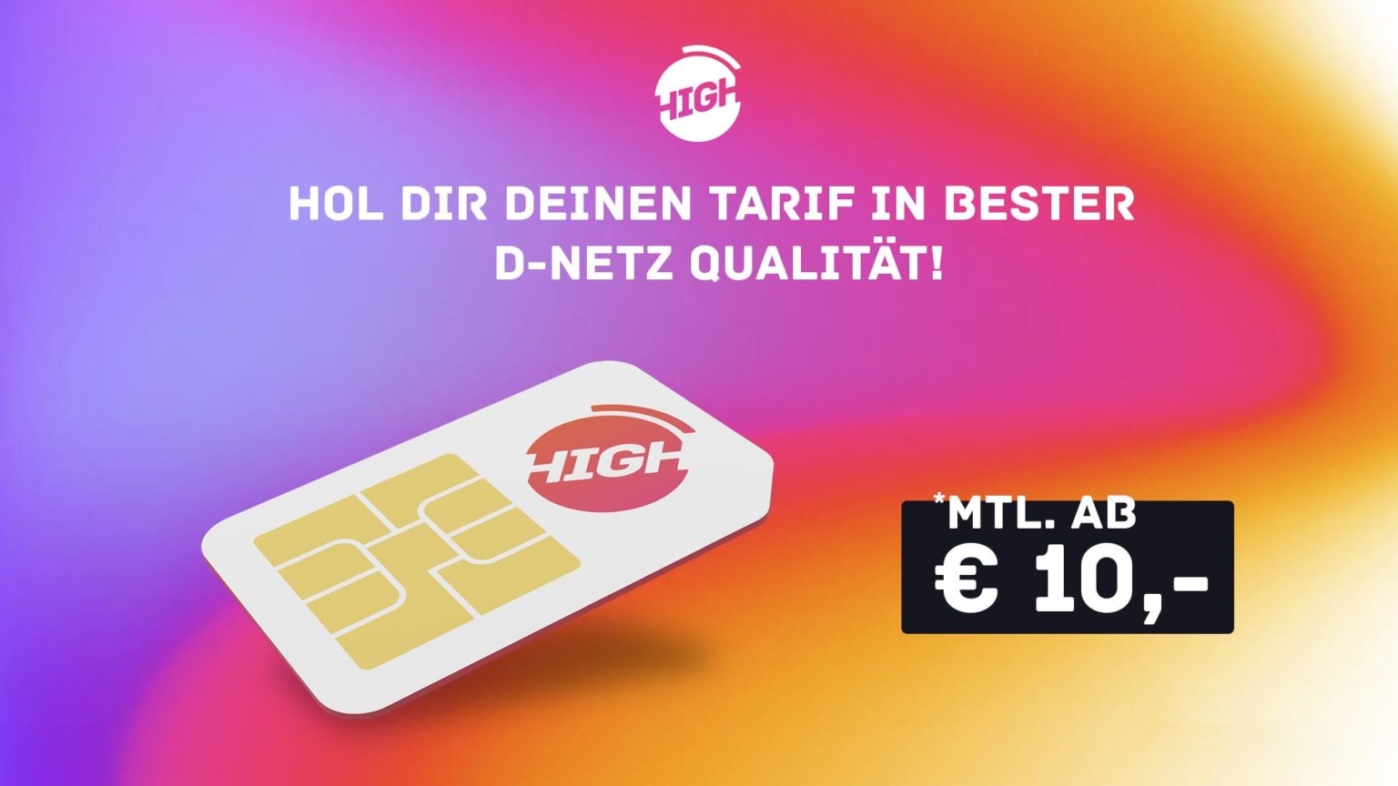 HIGH Mobile - z.B. 12 GB LTE AllnetFlat für 10€/Monat