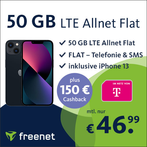 iPhone 13 mit 50 GB Telekom Allnet Flat für effektiv 11,19€/Monat