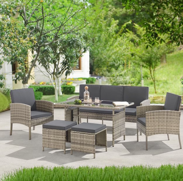 Juskys Polyrattan Gartenmöbel Sitzgruppe Turin Set 6 teilig ...