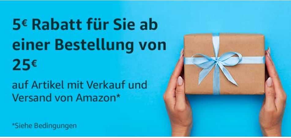 5€ Rabatt mit dem Code GESCHENK5E25 für Amazon-Einkauf von 25€ bis 25. ...